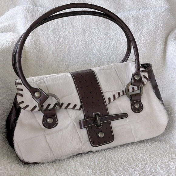 Kate Landry | Bags | Kate Landry Ostrich Leather With White Hide Bag ...